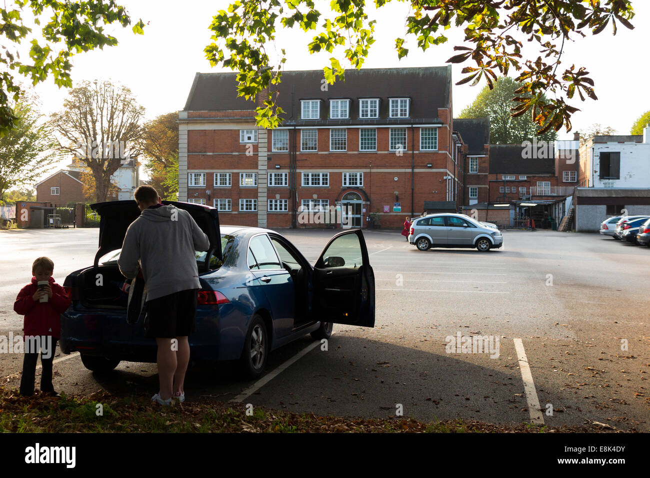 School car park during term time / cars parking in the morning drop off ...