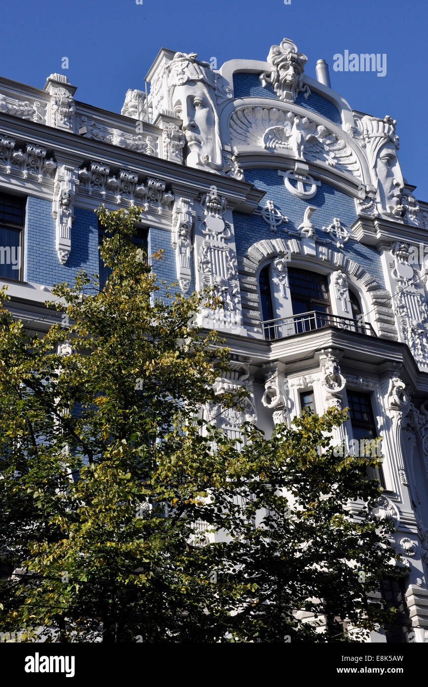 Latvia, Riga, Elizabeth street, traditional houses Stock Photo - Alamy