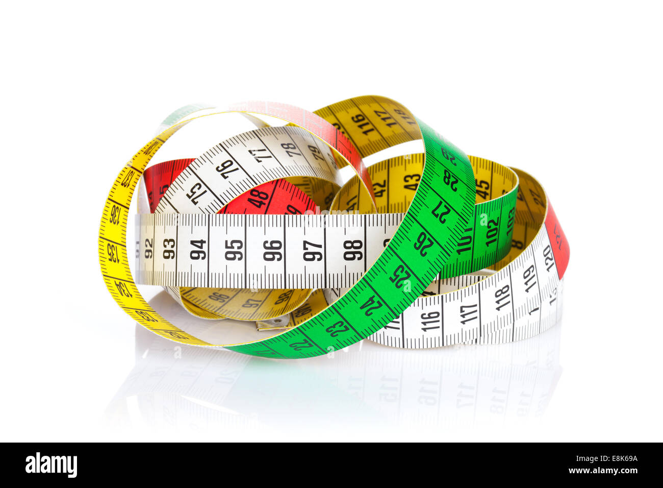 Colorful measure tape. Isolated on white background Stock Photo - Alamy