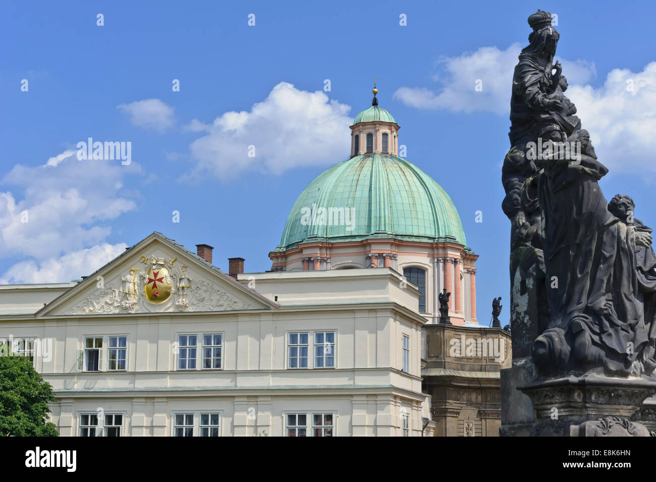 A traditional building with coat of arms on the facade near Charles ...