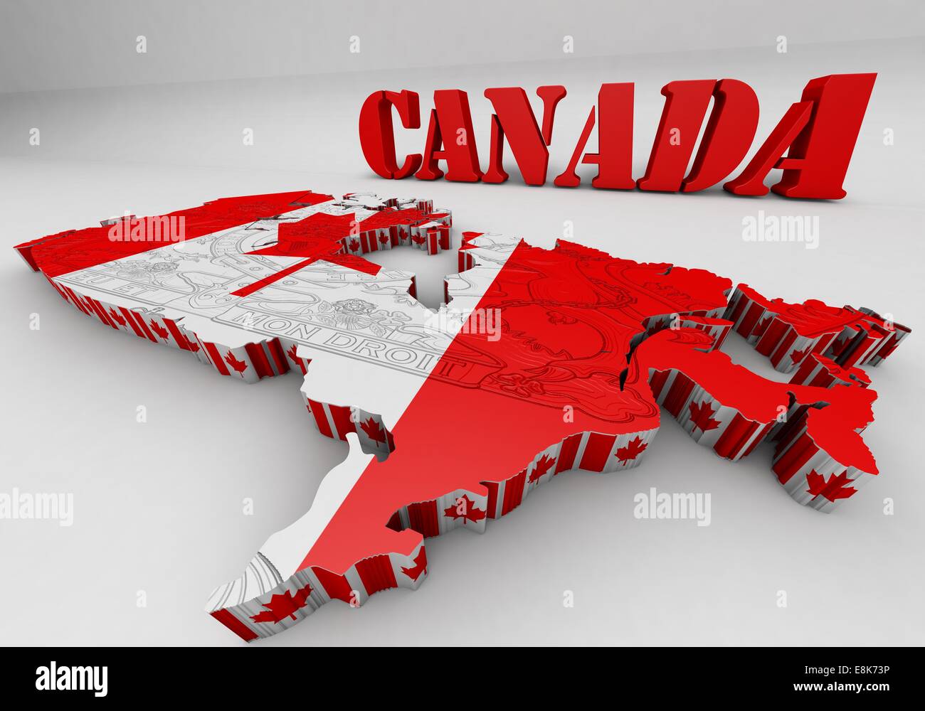 Map of Canada with flag colors. 3d render illustration Stock Photo - Alamy