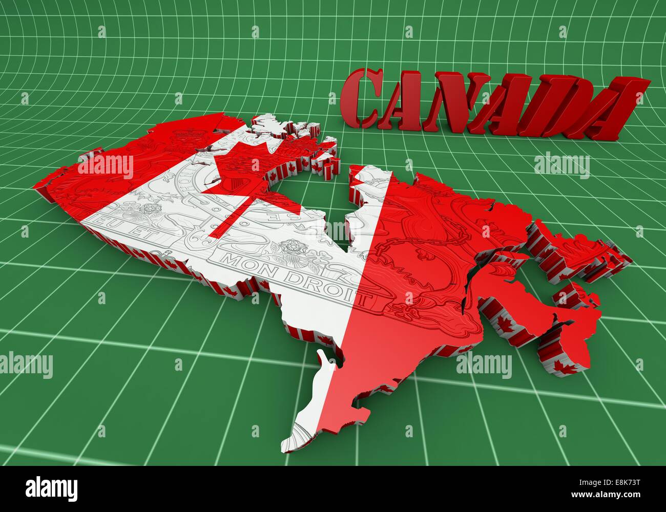 Map of Canada with flag colors. 3d render illustration Stock Photo - Alamy