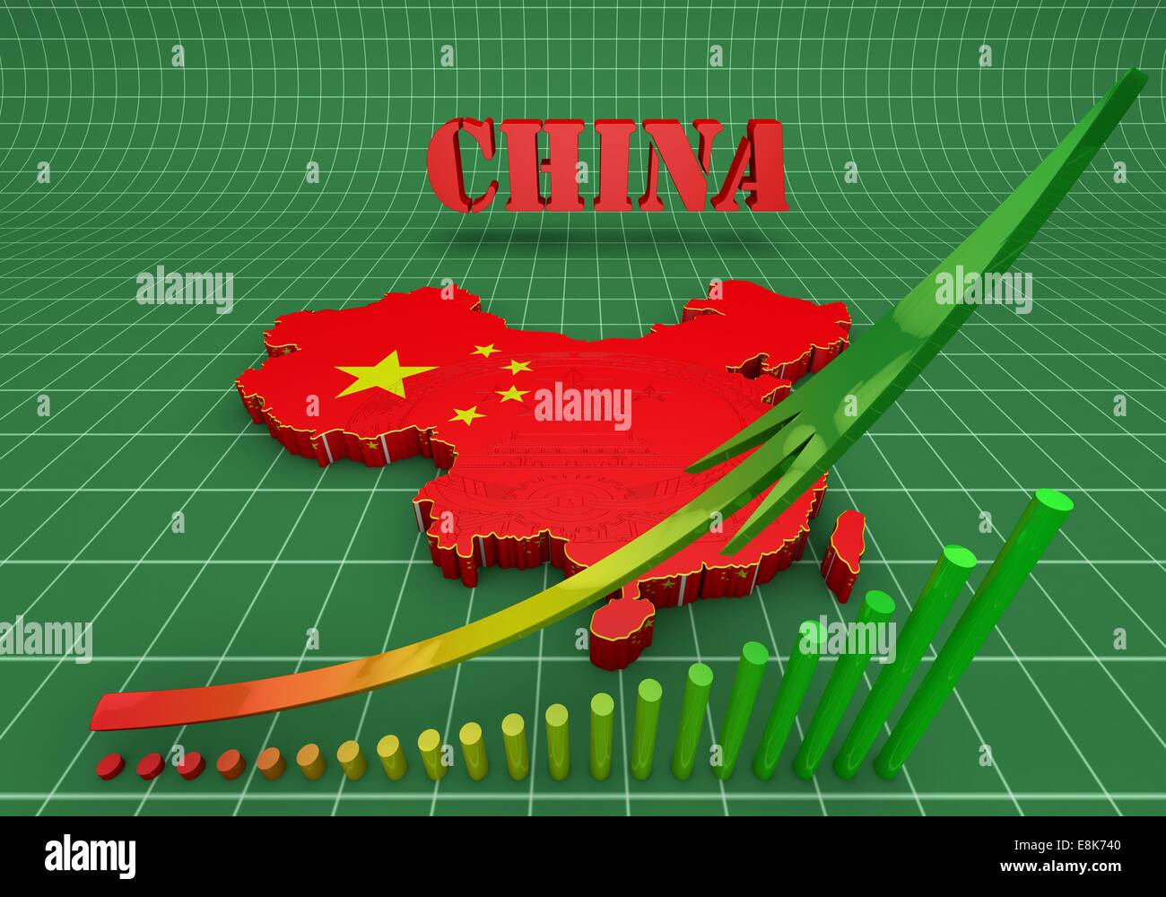 3D map of China in Chinese flag colors Stock Photo - Alamy