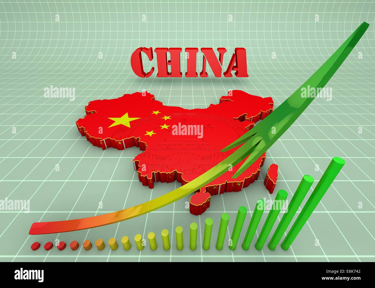 3D map of China in Chinese flag colors Stock Photo - Alamy