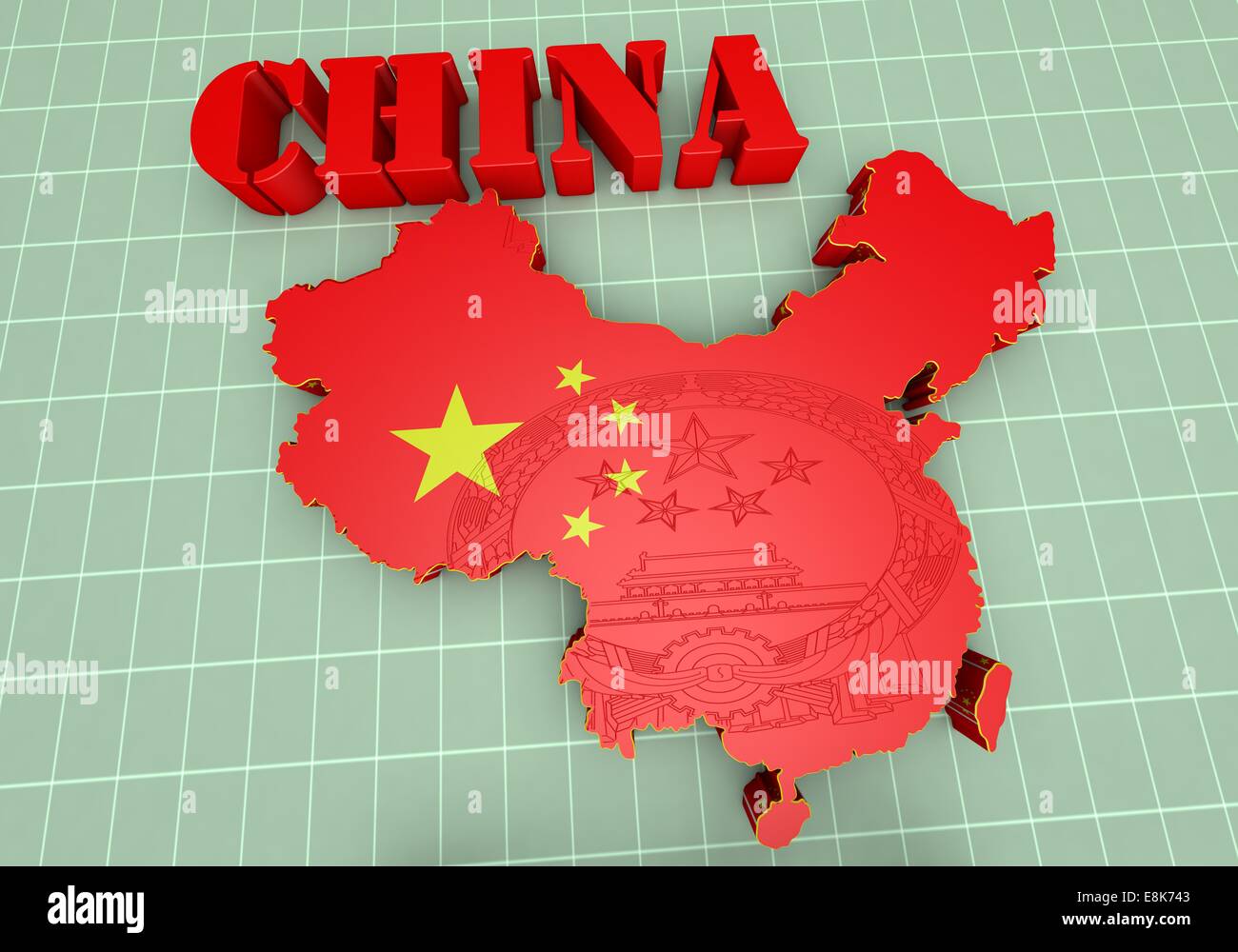 3D map of China in Chinese flag colors Stock Photo - Alamy