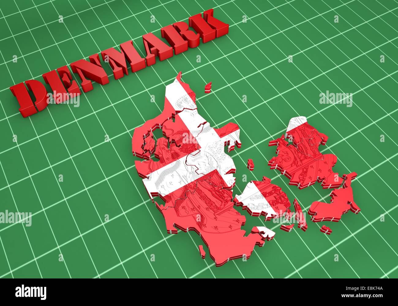 3d map illustration of Denmark with flag and coat of arms Stock Photo ...