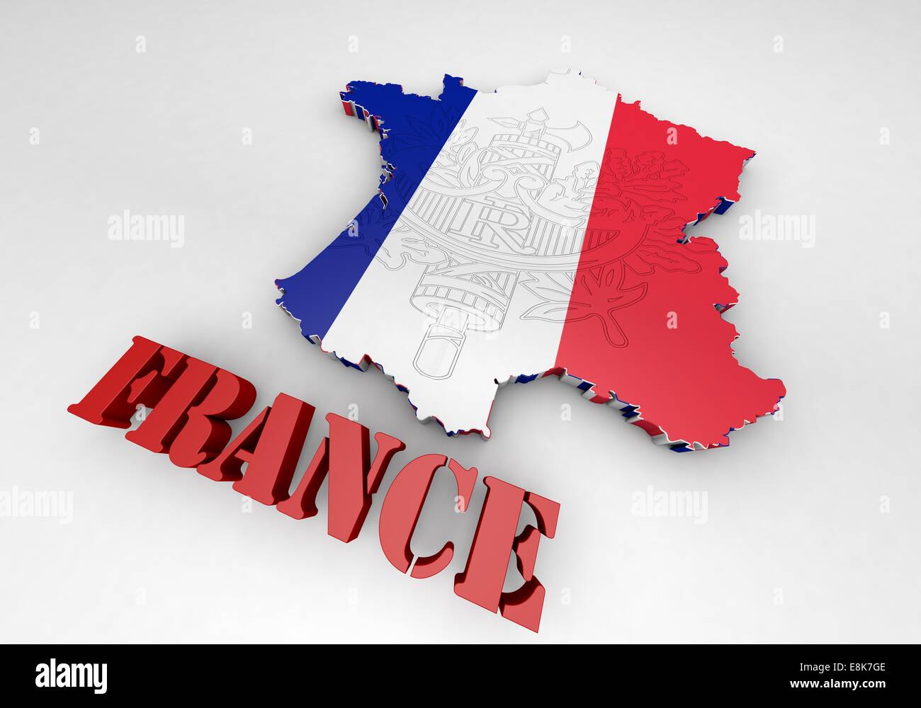 Map of France with flag colors. 3d render illustration Stock Photo - Alamy