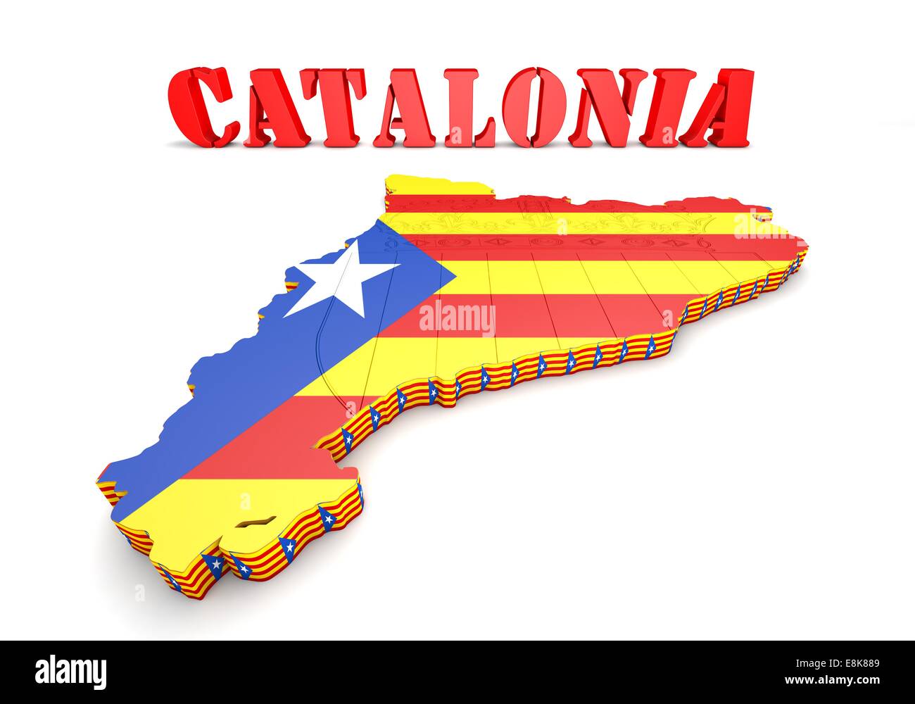 3d map illustration of Catalonia with flag and coat of arms Stock Photo ...