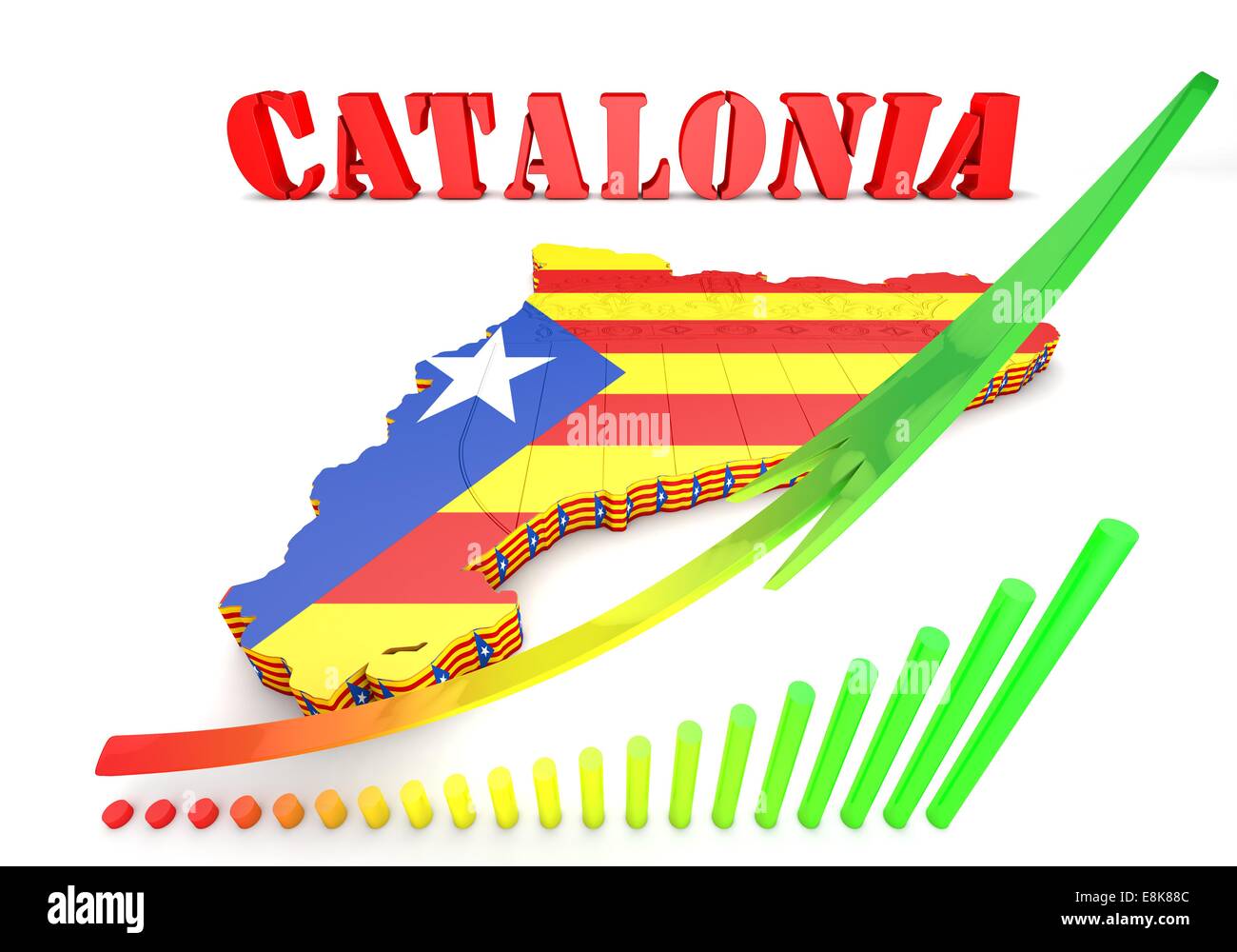 3d map illustration of Catalonia with flag and coat of arms Stock Photo ...