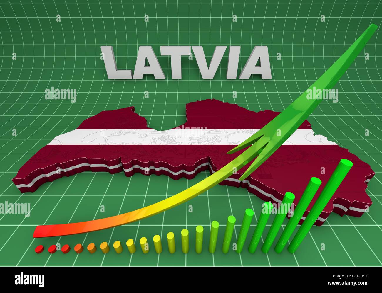 3D Illustration Map of Latvia and latvian Flag Stock Photo - Alamy