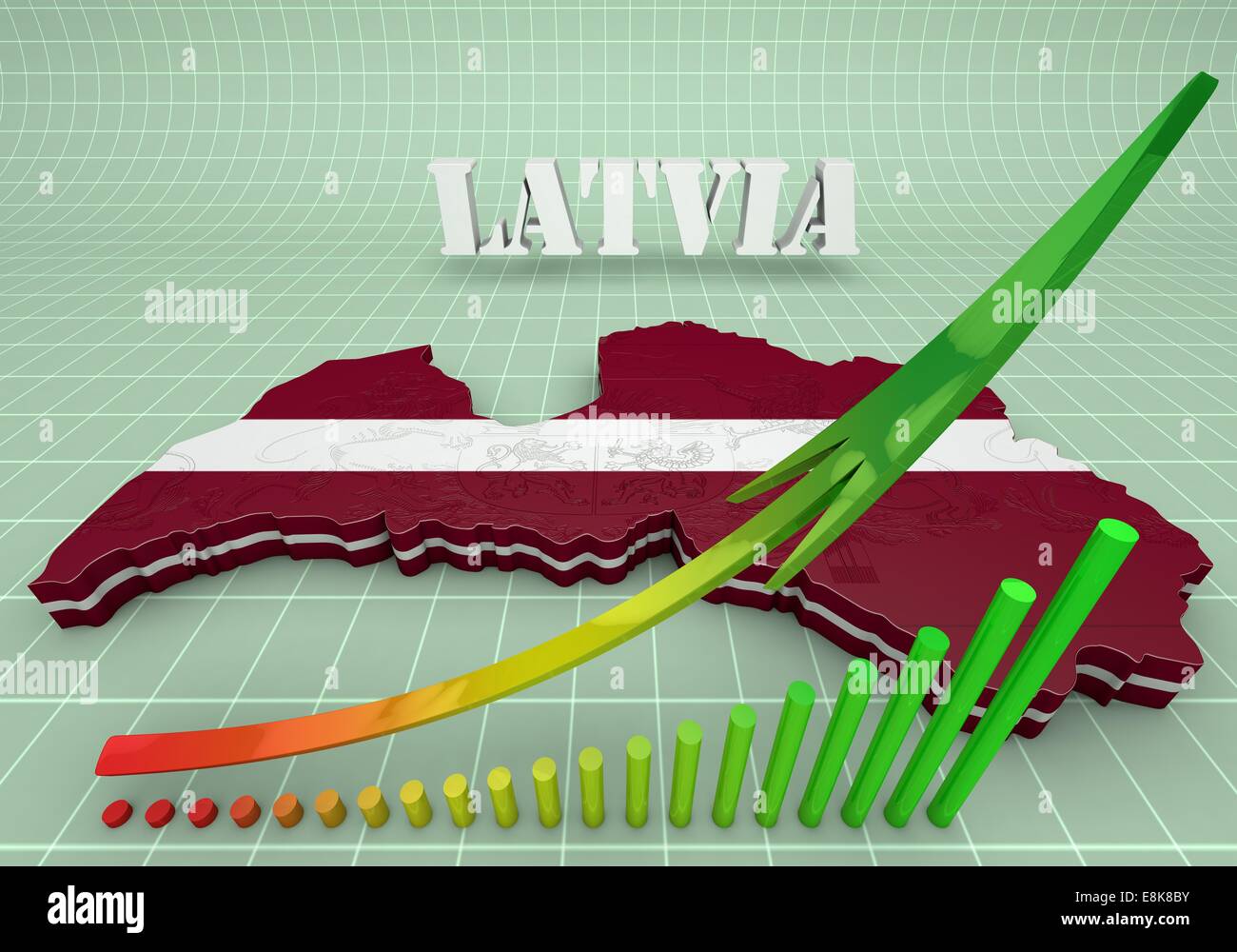 3D Illustration Map of Latvia and latvian Flag Stock Photo - Alamy
