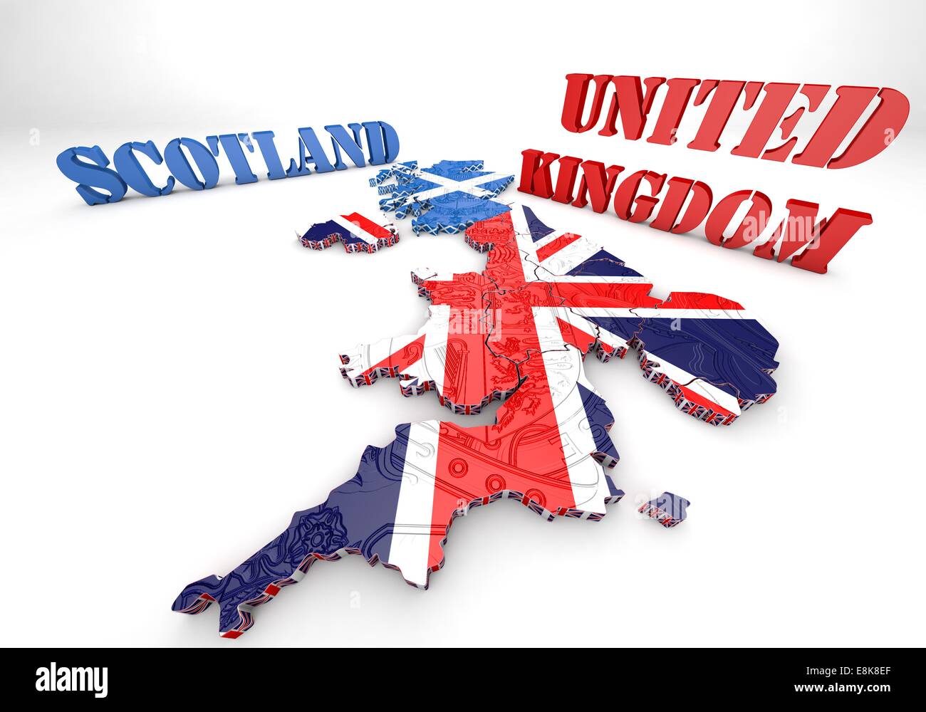 3D map illustration of Scotland and England with flag Stock Photo - Alamy