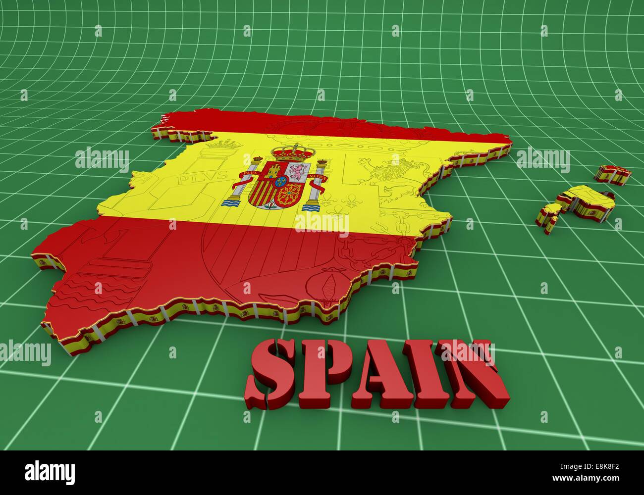 3D map illustration of SPAIN with flag Stock Photo - Alamy
