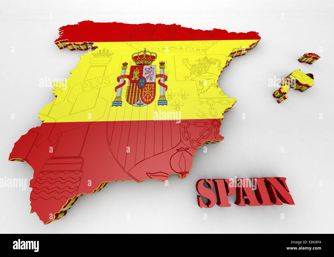3D map illustration of SPAIN with flag Stock Photo - Alamy