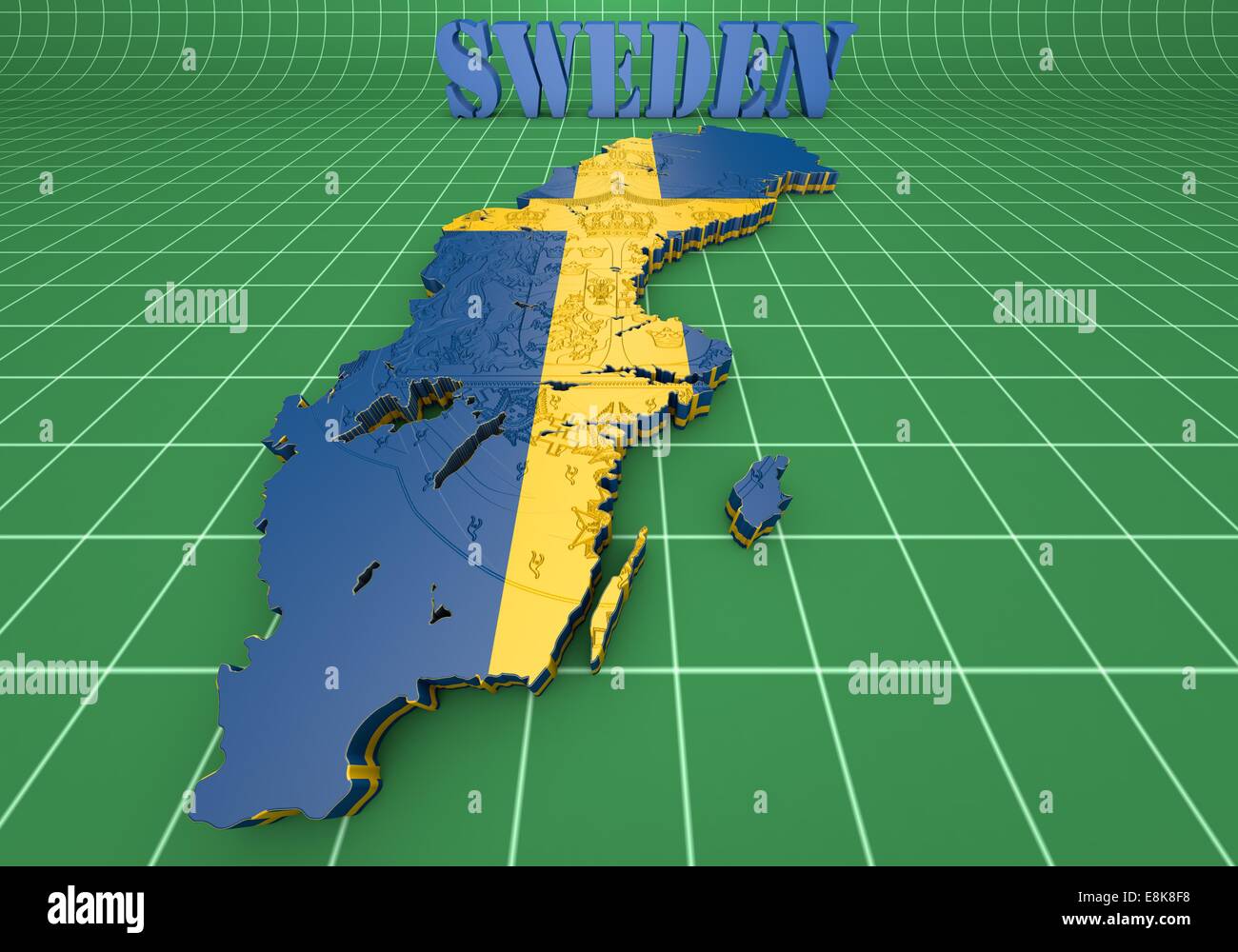3D map illustration of Sweden with flag Stock Photo - Alamy