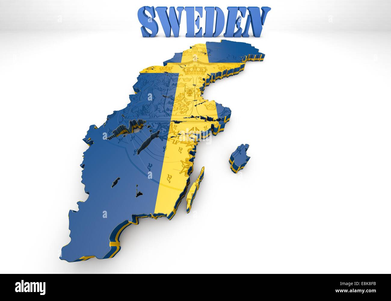 3D map illustration of Sweden with flag Stock Photo - Alamy
