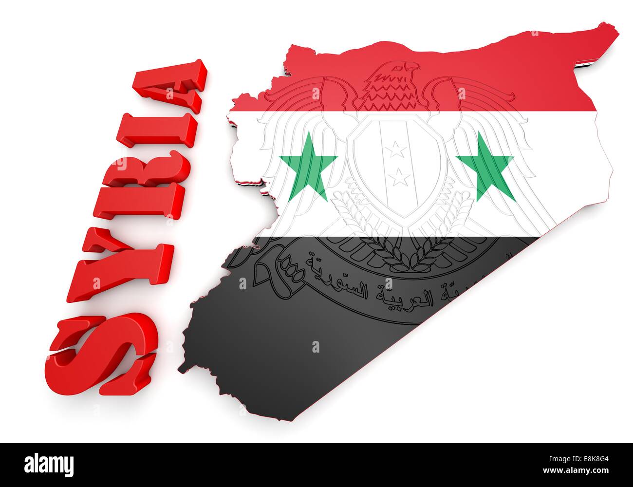 Map illustration of Syria with map and coat of arms Stock Photo - Alamy