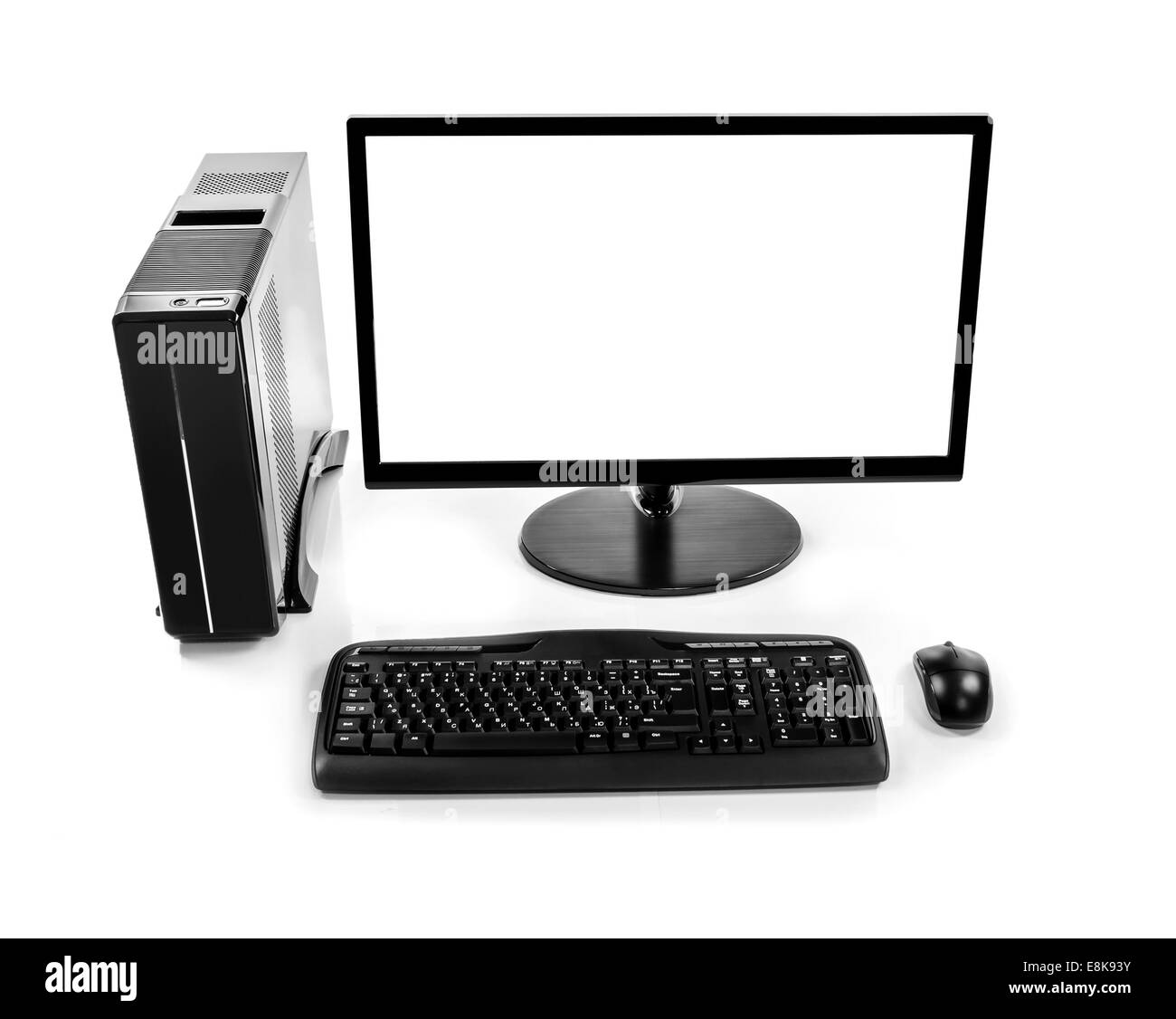 Desktop computer and keyboard and mouse on white Stock Photo - Alamy