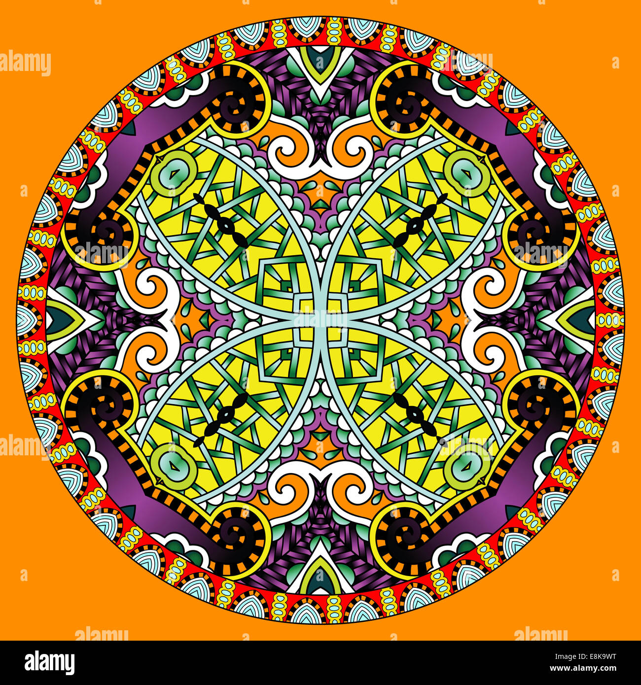decorative design of circle dish template, round geometric patte Stock ...