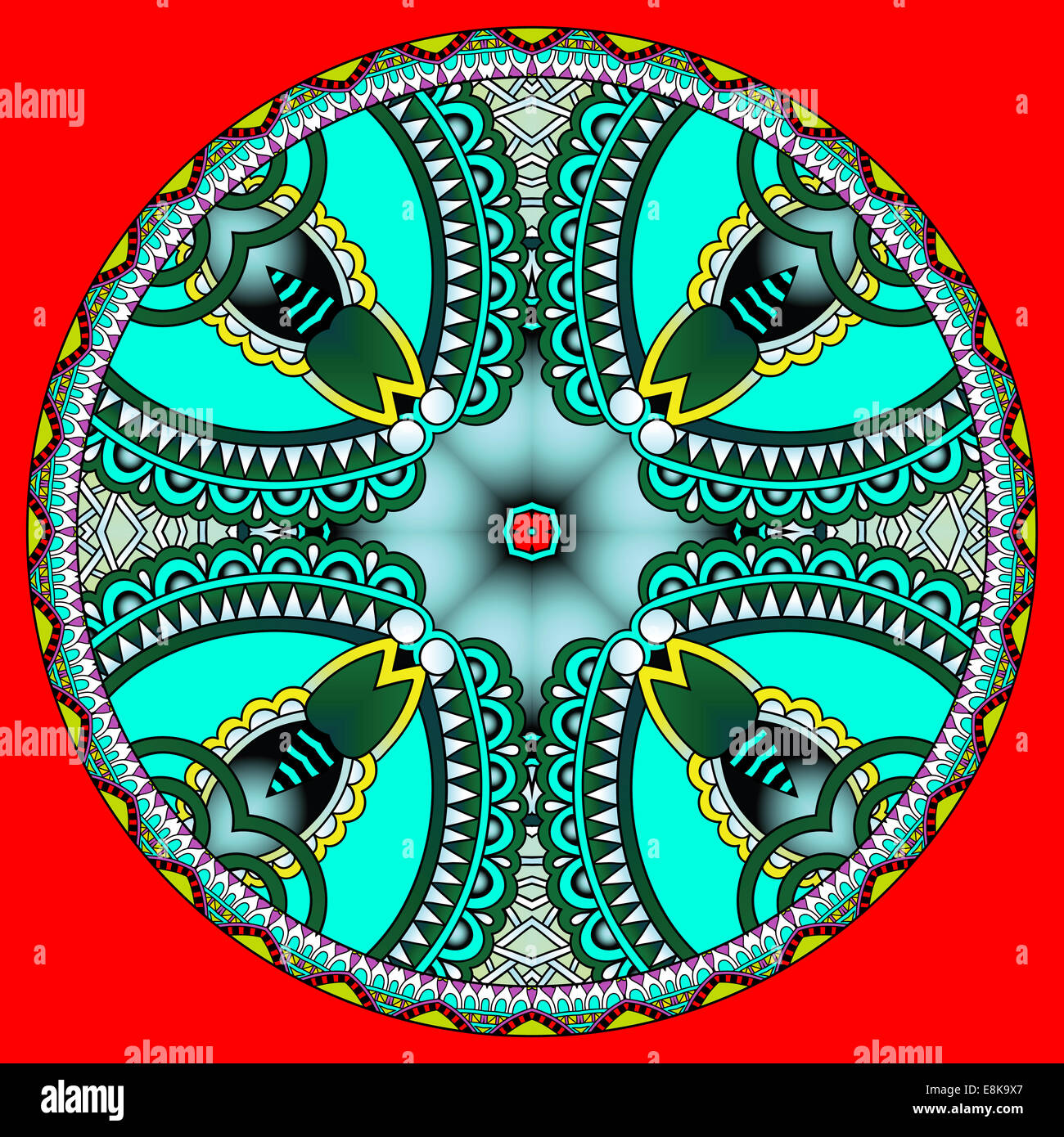 decorative design of circle dish template, round geometric patte Stock ...