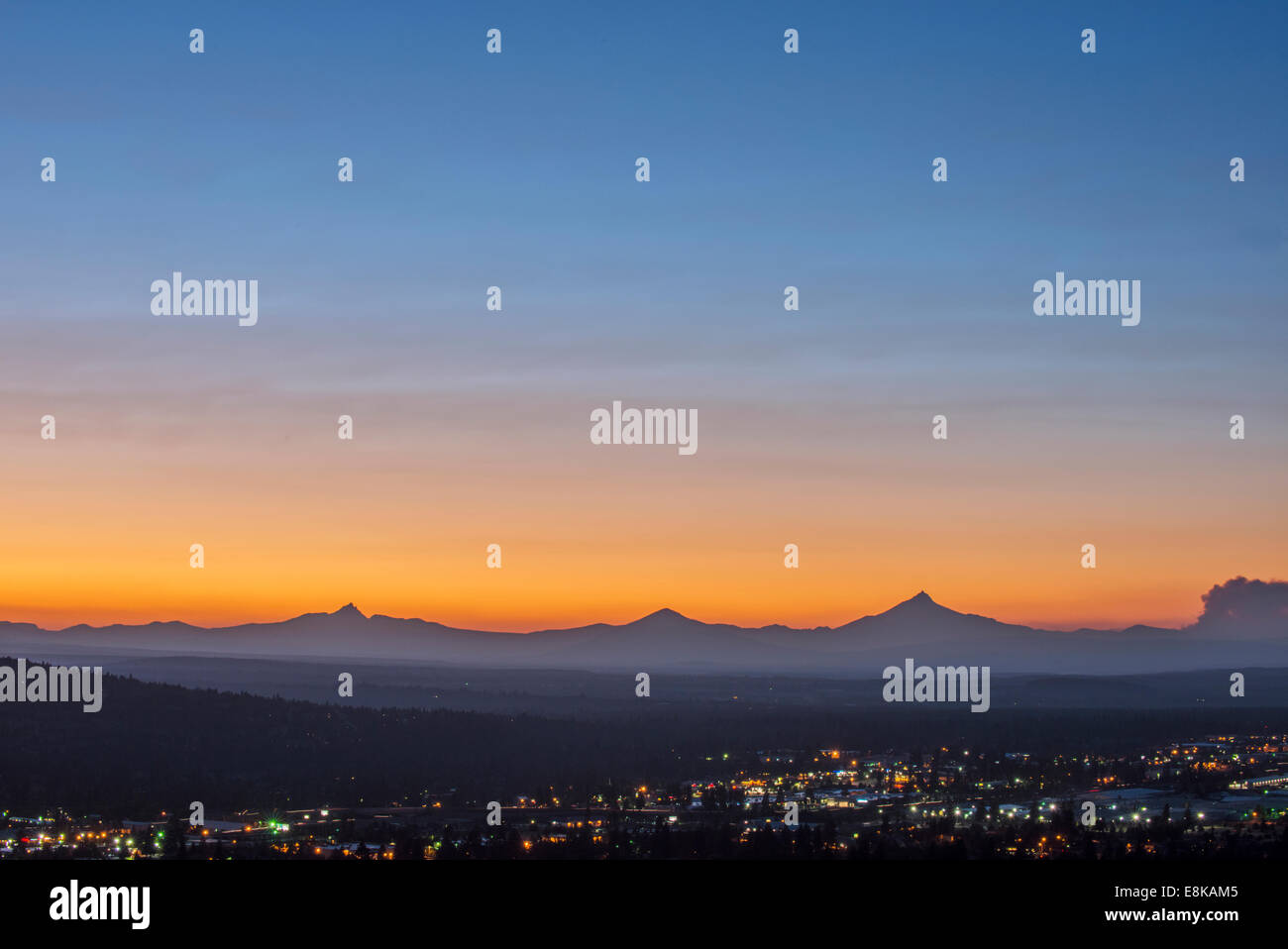 USA, Oregon, Bend, Twilight View From Pilot Butte (Large format sizes ...
