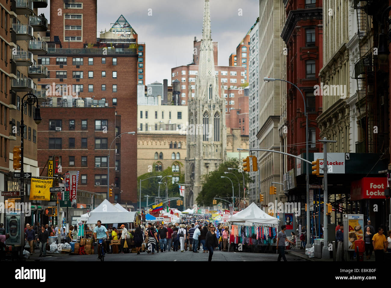 New York city NYC, Bropadway closed to traffic for a weekend market ...