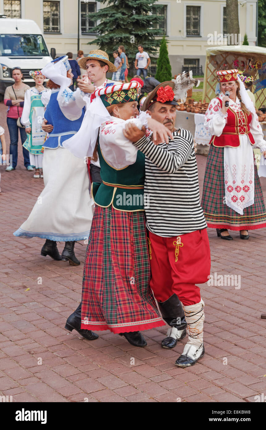 The Belarus folklore groups dance and sings on streets in Vitebsk Stock ...