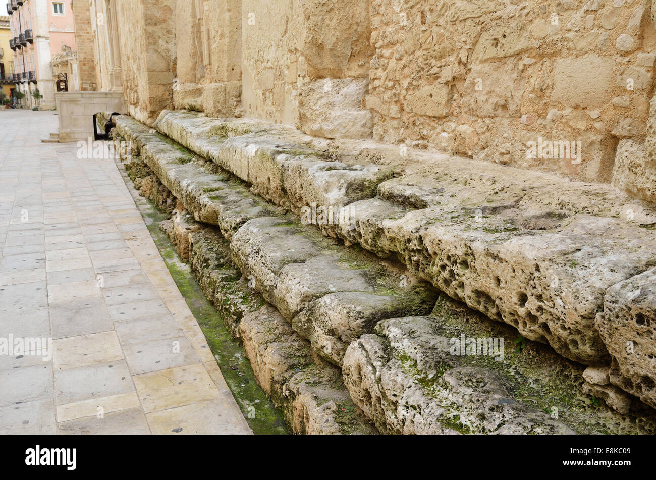 Medieval wall on the ancient basement Stock Photo - Alamy