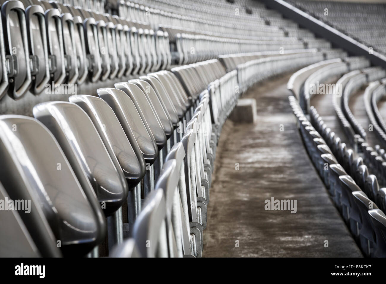 some rows of gray stadium seats, shoot from the side Stock Photo - Alamy