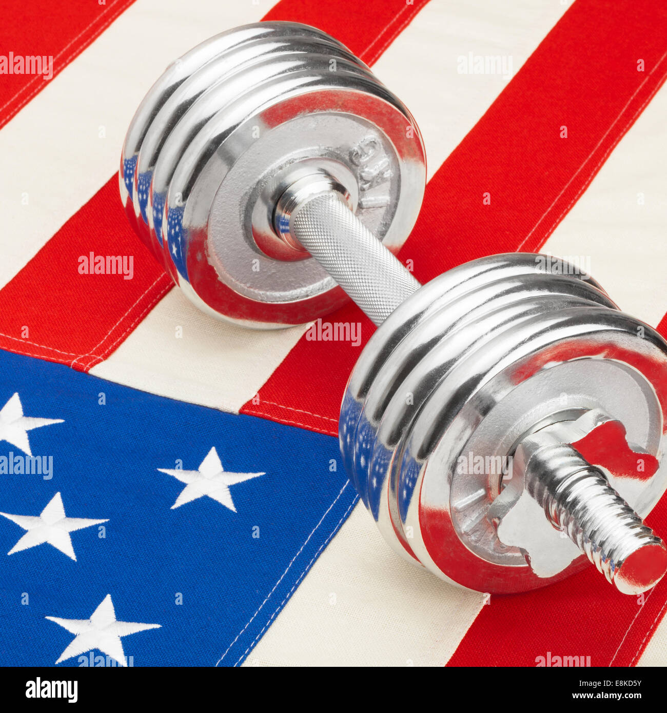 USA flag and metal dumbbells - studio shot - 1 to 1 ratio Stock Photo ...
