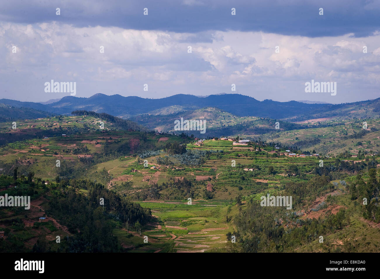 RWANDA, NYAMAGABE: The area here is very hilly, green and rural Stock ...