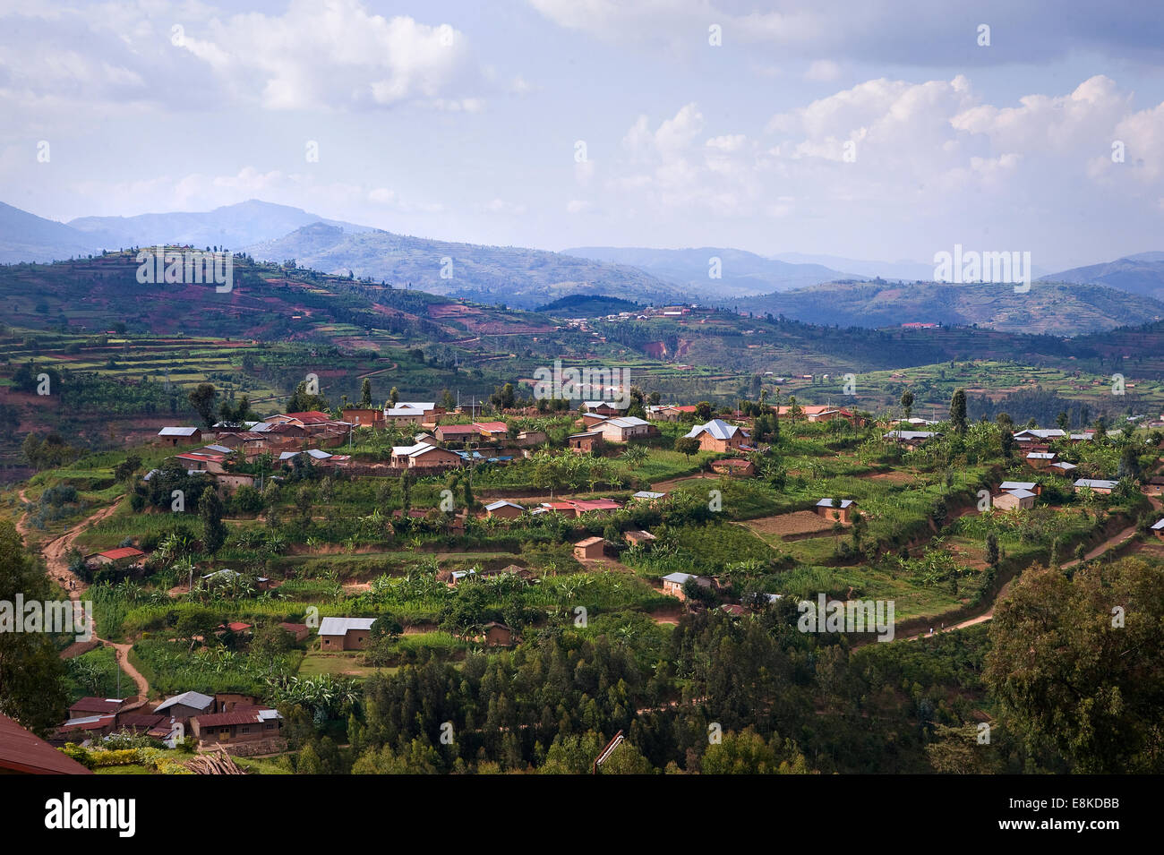 RWANDA, NYAMAGABE: The area here is very hilly, green and rural Stock ...