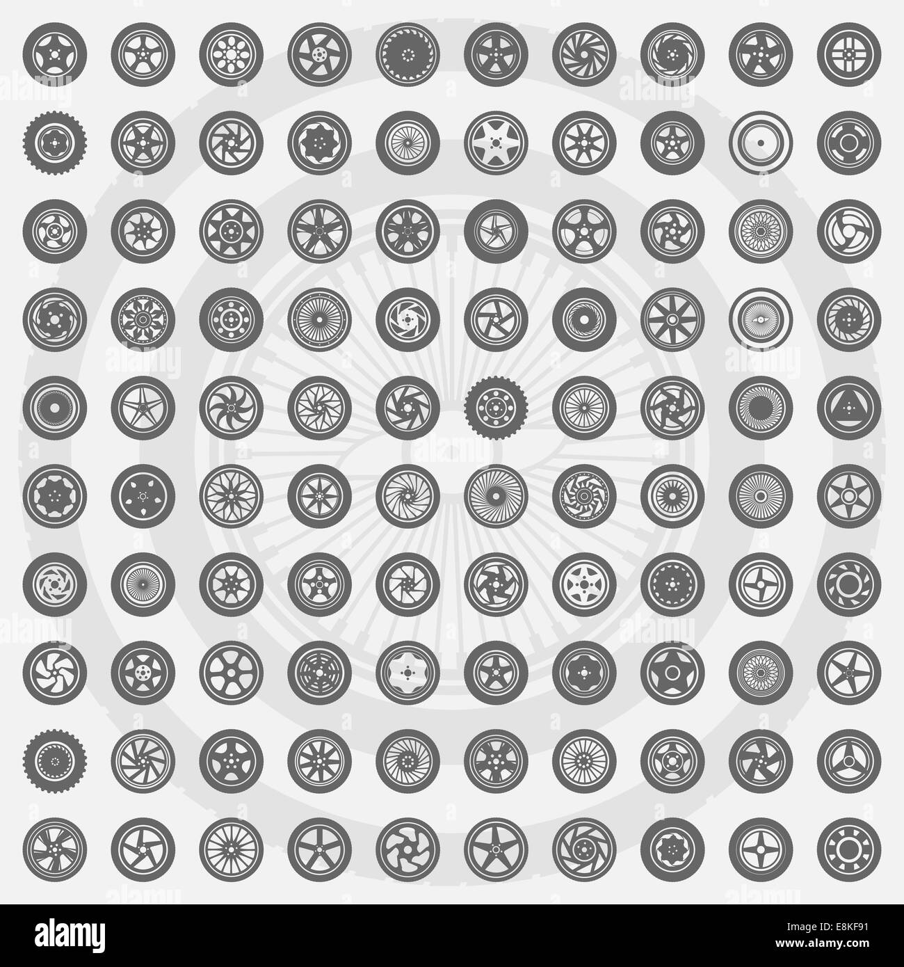 Car wheel set. Rims icons Stock Photo - Alamy