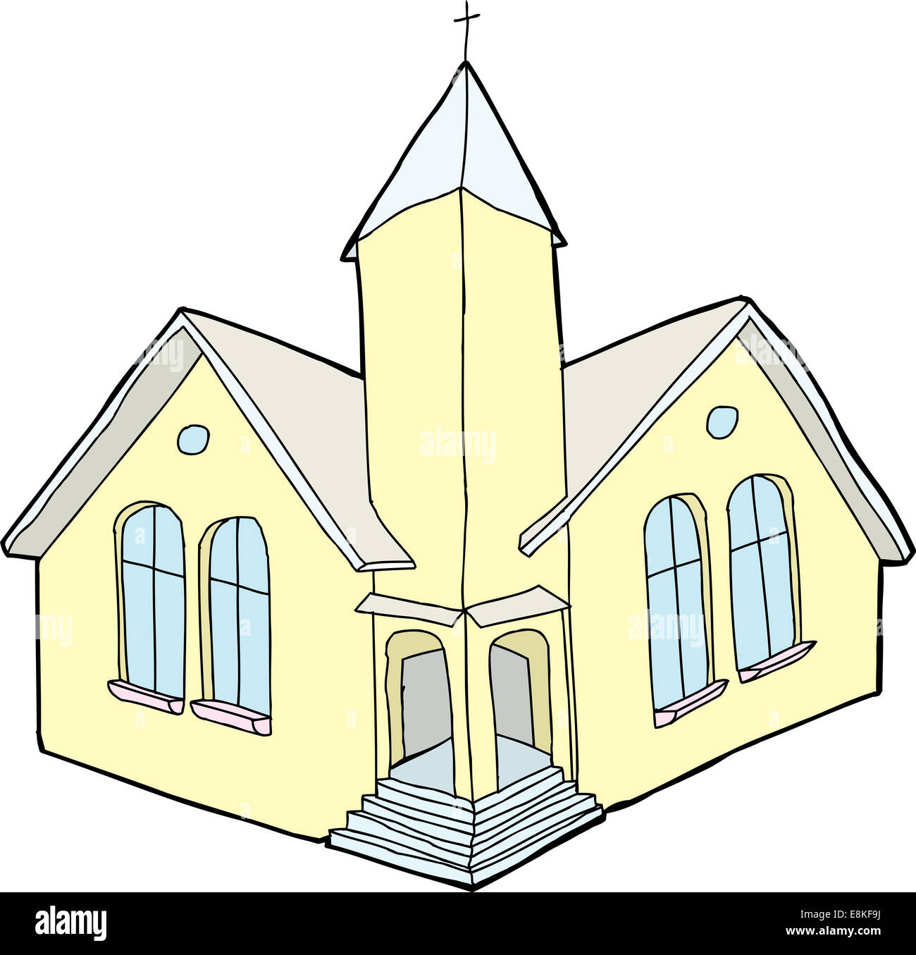 Single cartoon Christian church over white background Stock Photo - Alamy