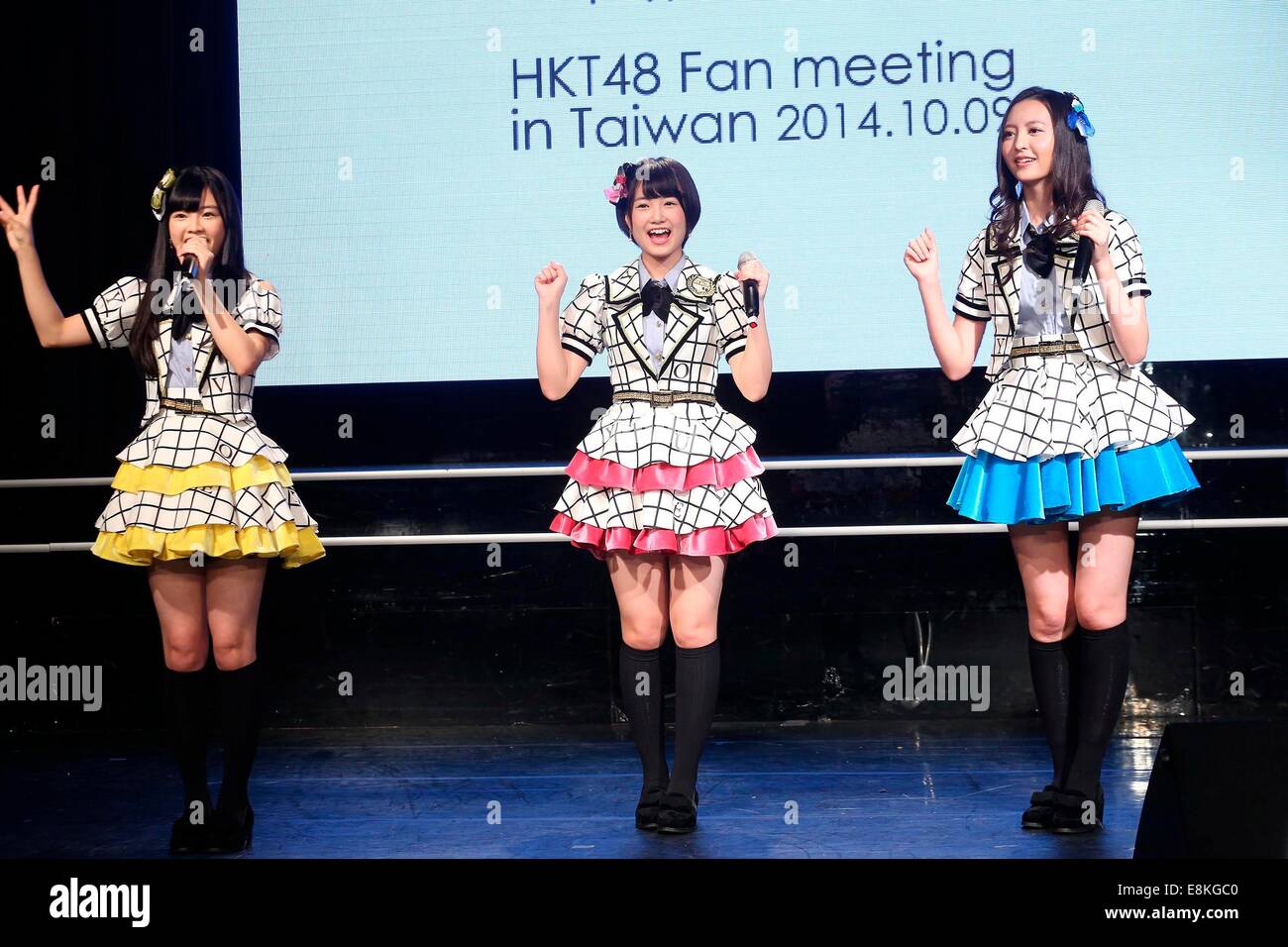 Three members of Japanese idol group HKT48 come to Taipei for fans meeting conference to promote ...