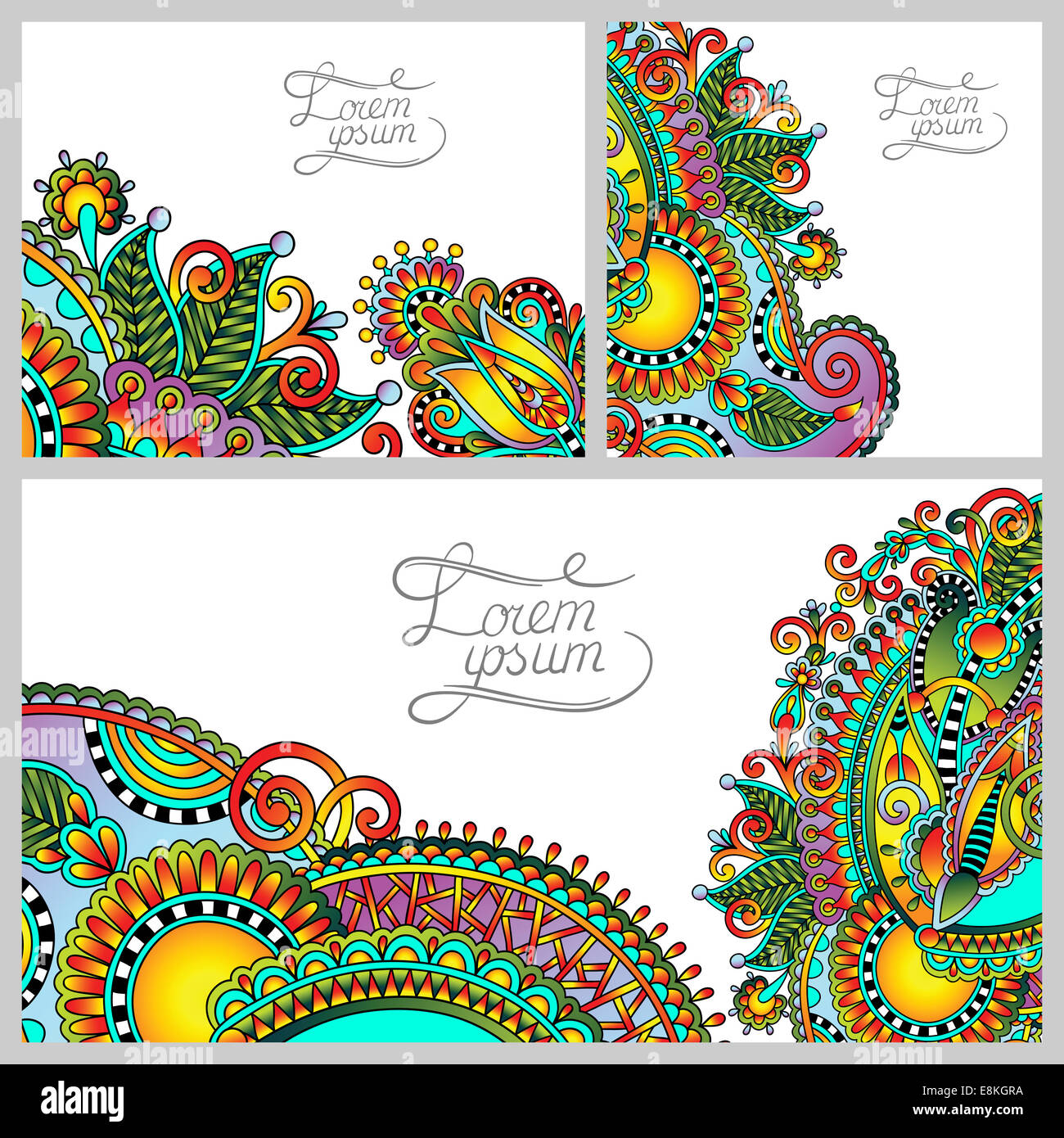 set of floral decorative background, template frame design for c Stock ...