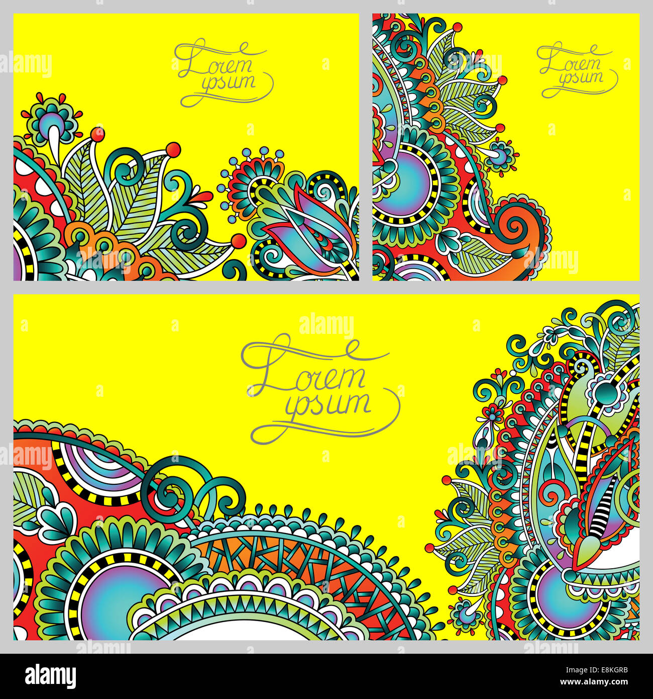 set of floral decorative background, template frame design for c Stock ...