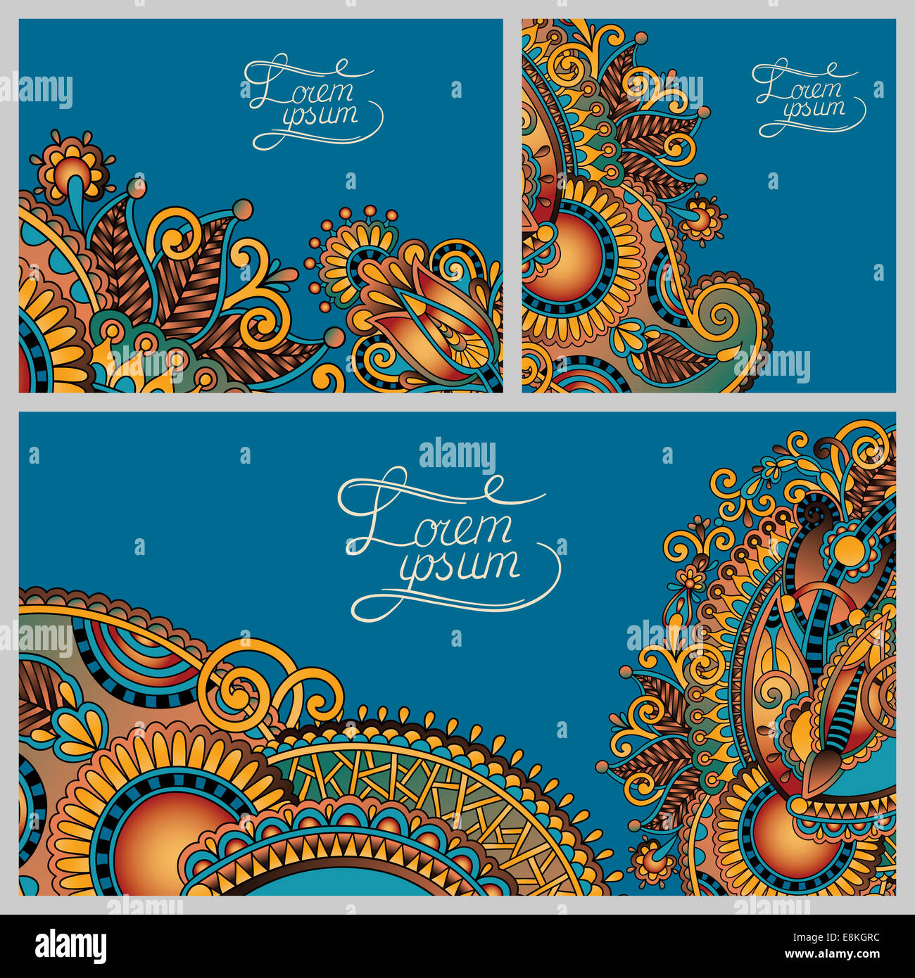 set of floral decorative background, template frame design for c Stock ...