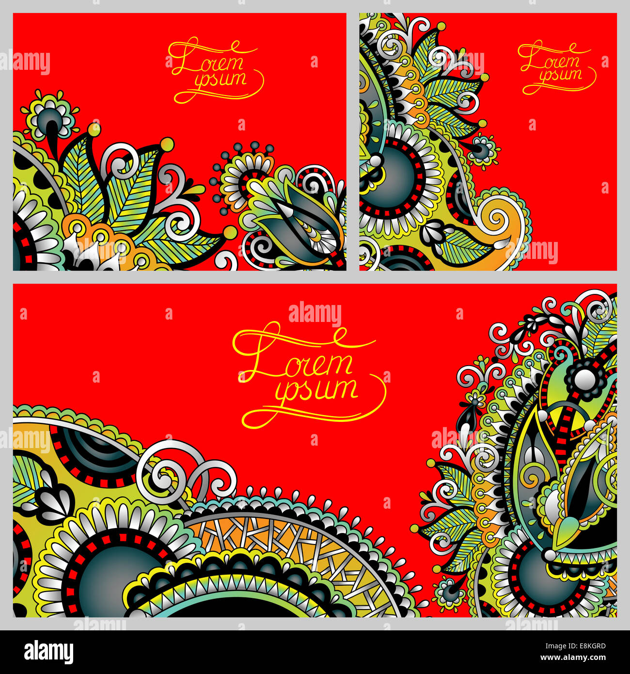 set of floral decorative background, template frame design for c Stock ...