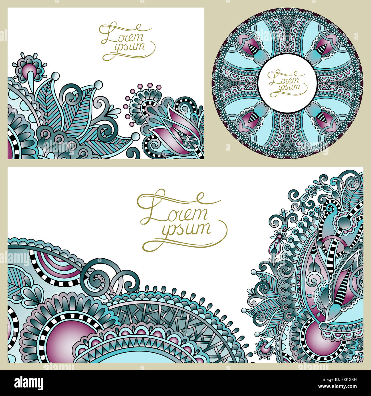 set of floral decorative background, template frame design for c Stock ...