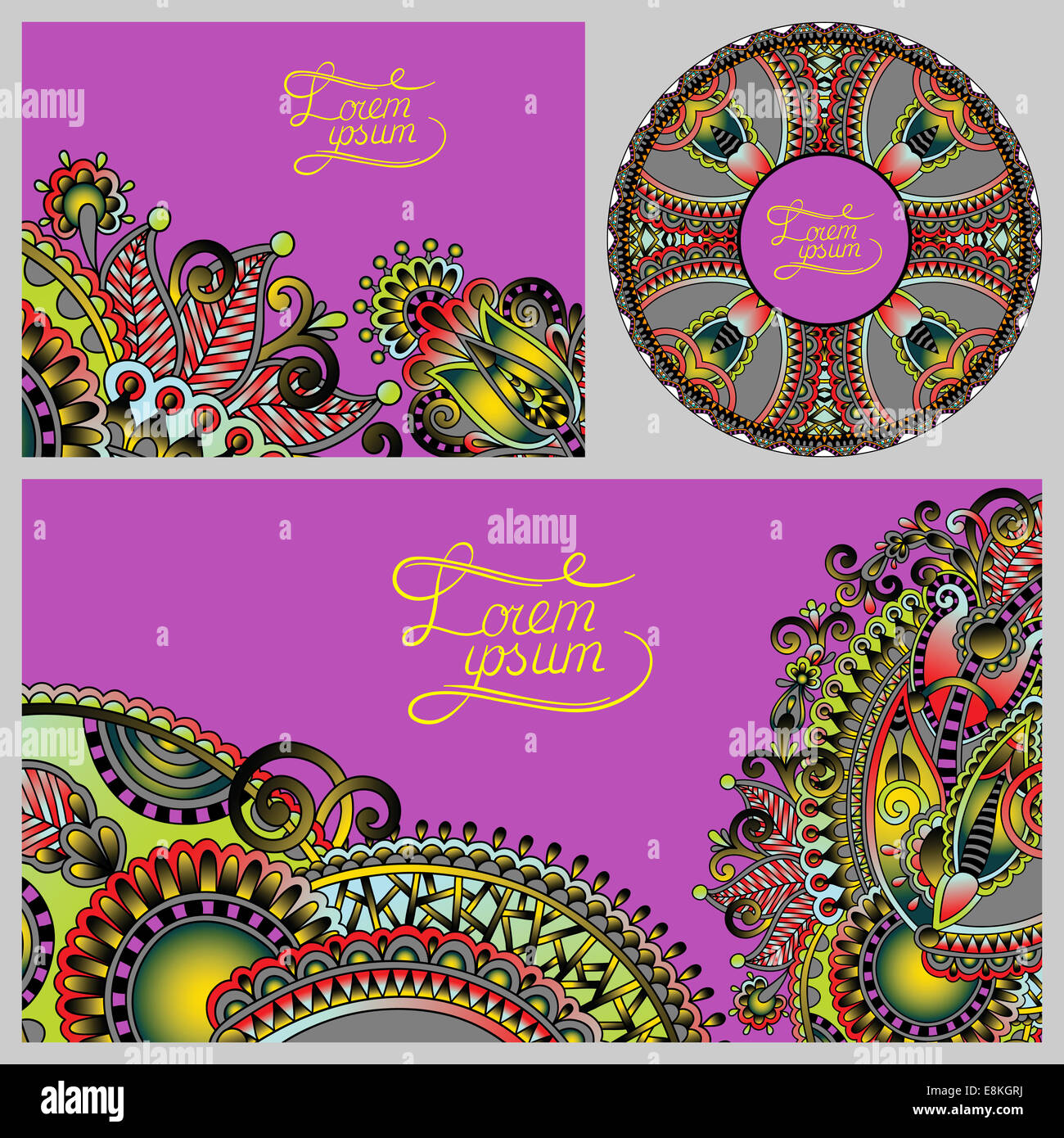 set of floral decorative background, template frame design for c Stock ...