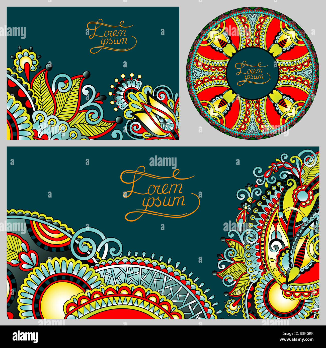 set of floral decorative background, template frame design for c Stock ...