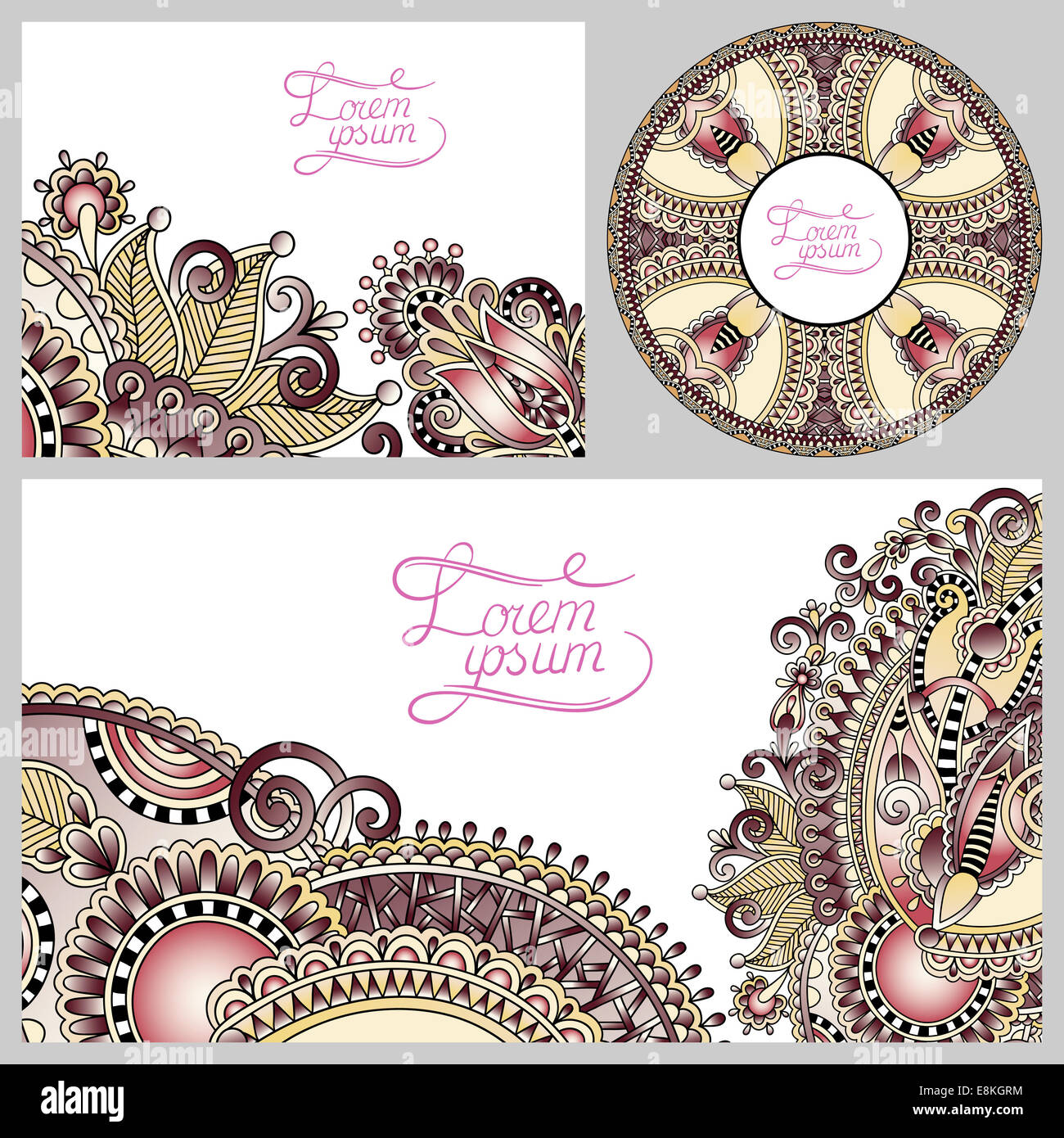 set of floral decorative background, template frame design for c Stock ...