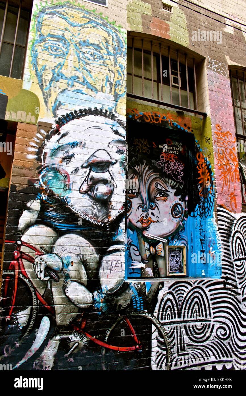 Street art graffiti, Hosier Lane, Melbourne Stock Photo - Alamy