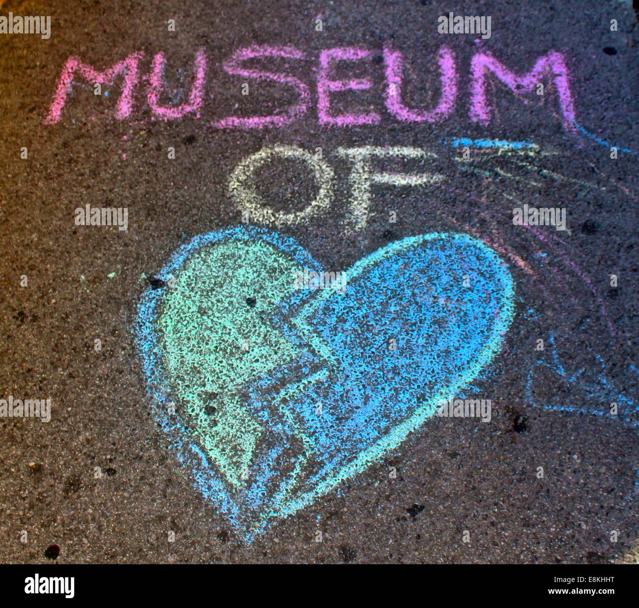 Chalk pavement advertising for the Museum of Broke Hearts, Zagreb ...