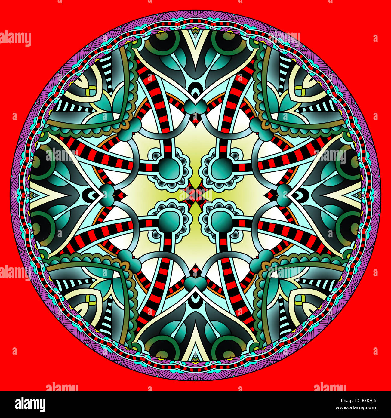 decorative design of circle dish template, round geometric patte Stock ...