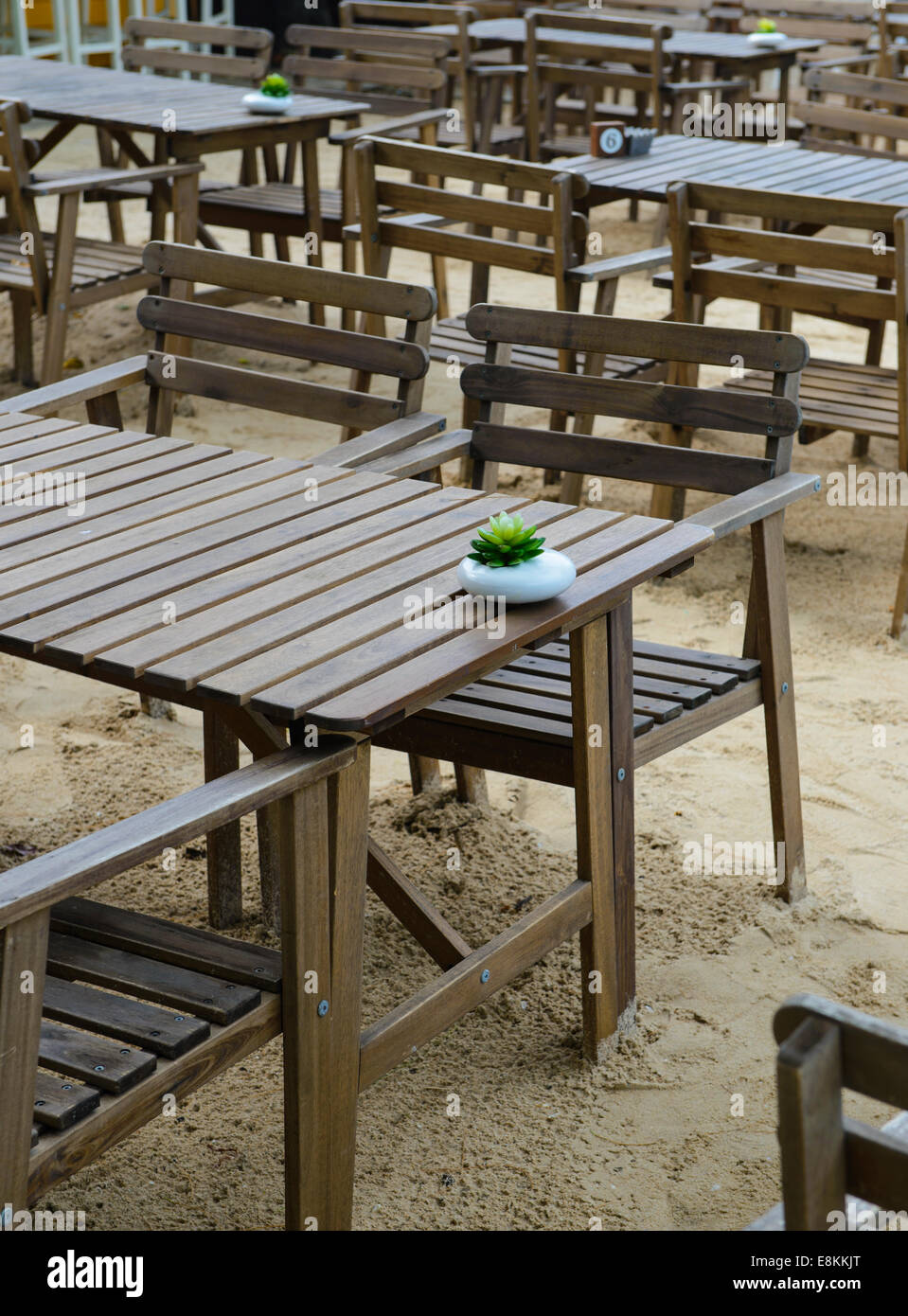 Table on the beach Stock Photo - Alamy