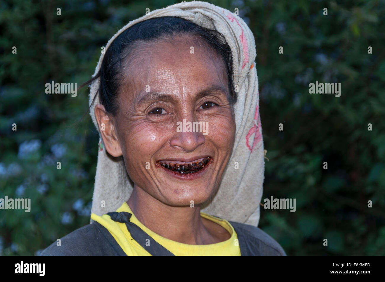 Smiling woman from the Lahu people, hill tribe, ethnic minority, with ...
