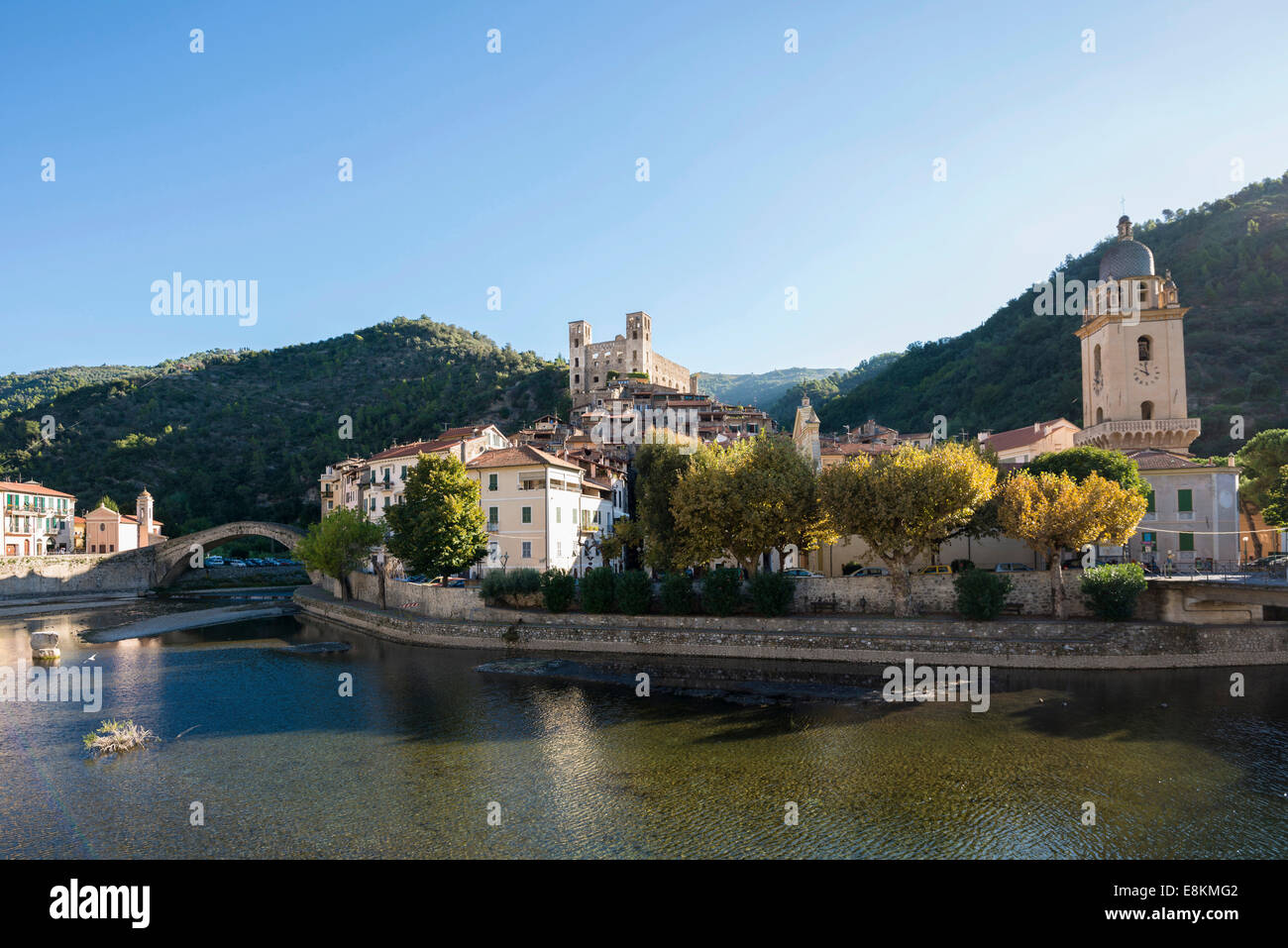 Townscape, Dolceacqua and Nervia river, Province of Imperia, Liguria ...
