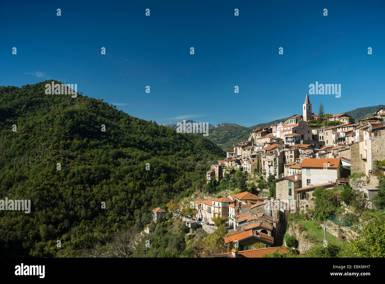 Medieval village in the mountains, Apricale, Imperia Province, Liguria ...